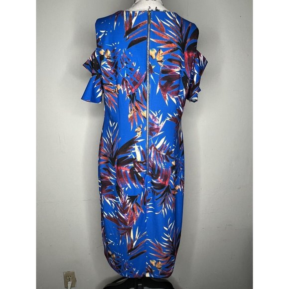 Calvin Klein Dresses Calvin Klein Womens Blue Cold Shoulder Sheath